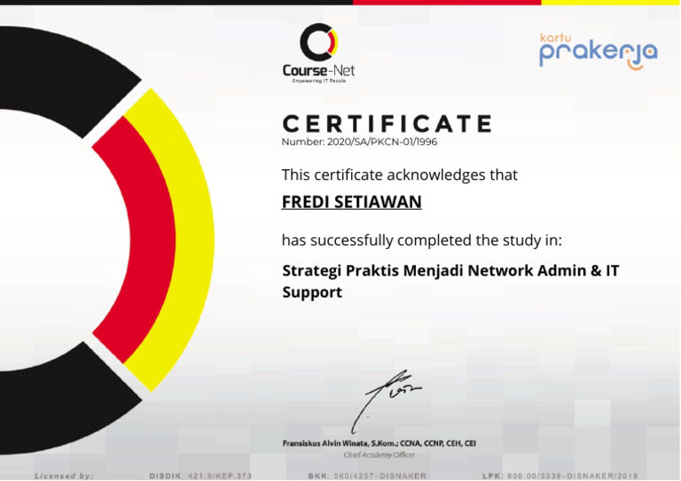 Course-Net Indonesia Certificate | PDF