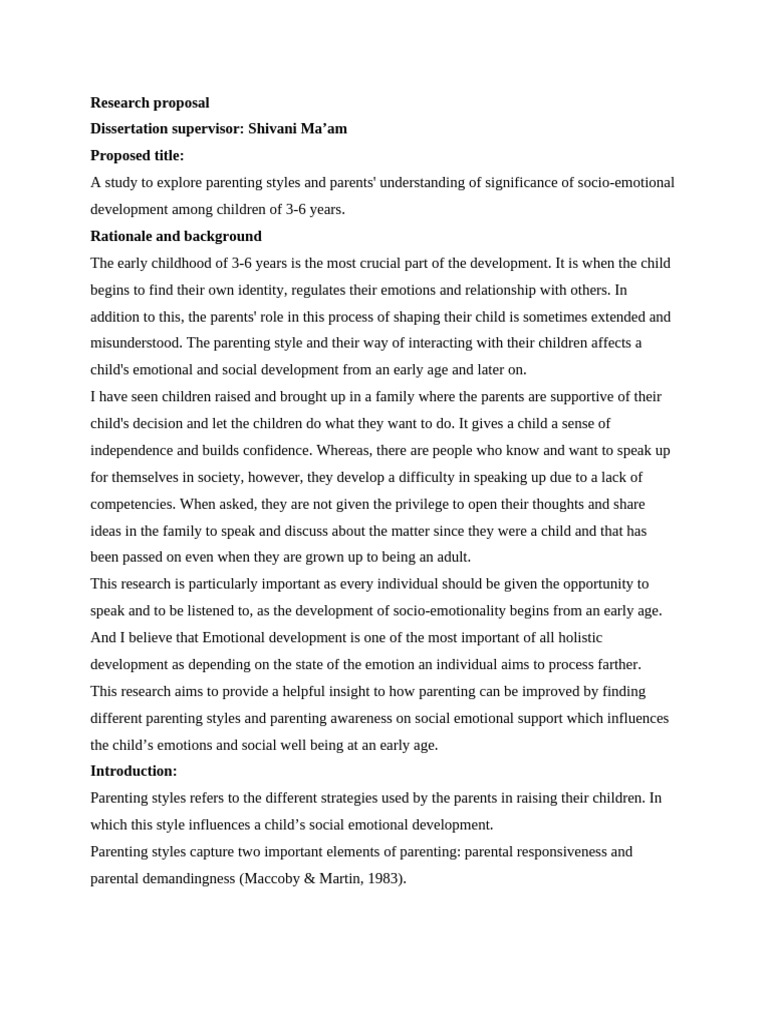 Research Proposal | PDF | Attachment Theory | Parenting