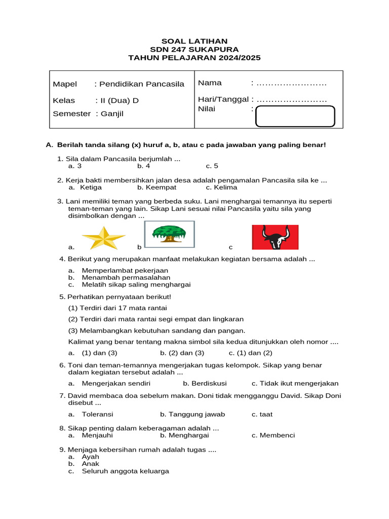 Soal Latihan PP STS 2D | PDF