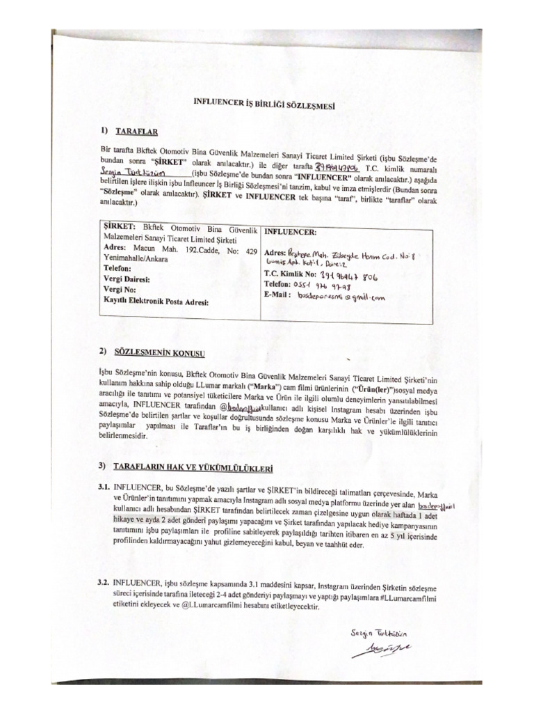 Llumar Sözleşme | PDF