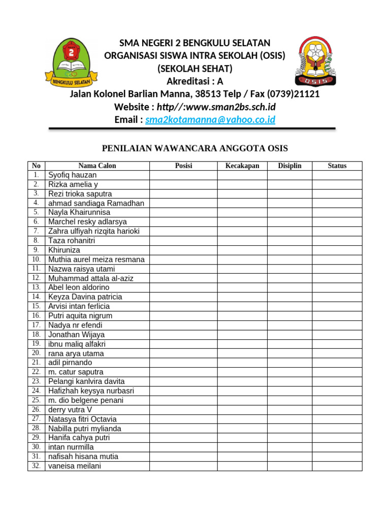 Angket Penilaian Wawancara | PDF