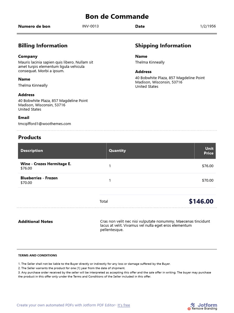Professional Invoice Template - Jotform PDF Editor | PDF | Business ...