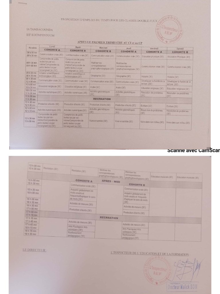 Emploi Du Temps Ci CP CDF | PDF