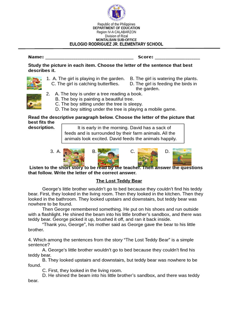 First Quarter Exam - English 3 Docs | PDF