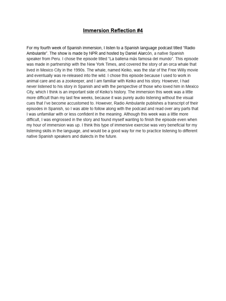 SPA 112 Immersion Reflection #4 | PDF