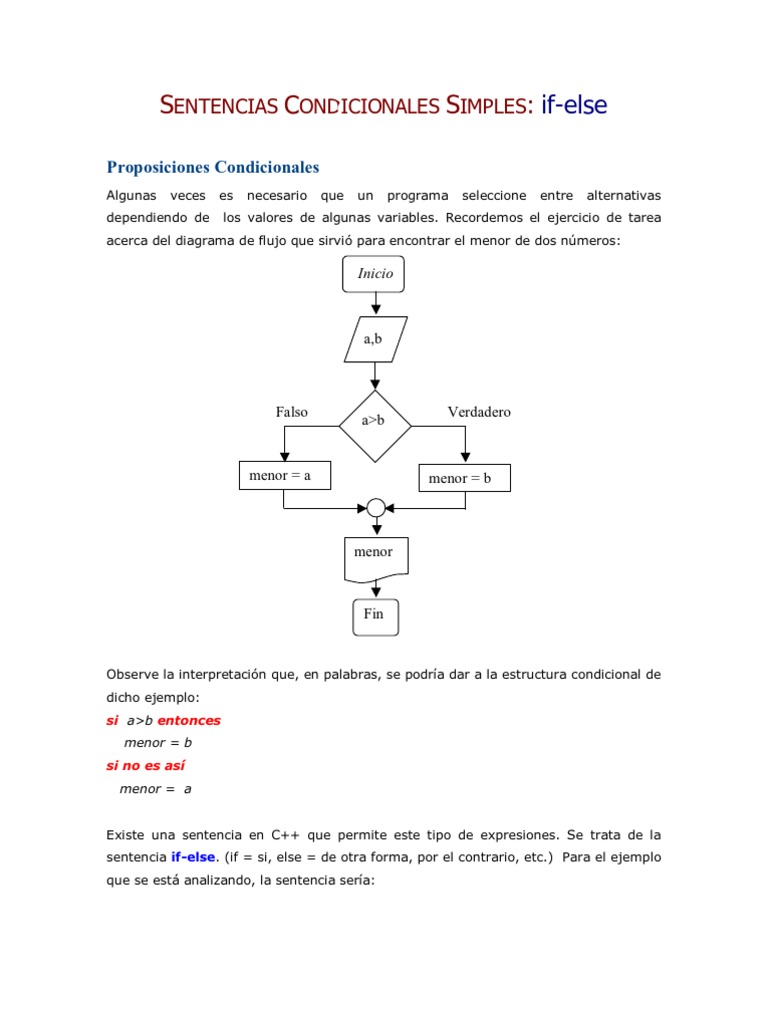 Sentencias Condicionales Simples If-Else | PDF