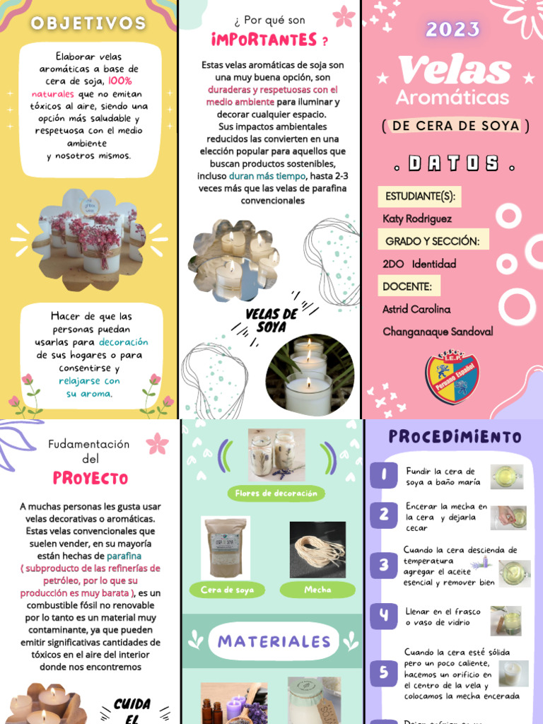 Tríptico Velas Aromáticas de Soya | PDF | Vela | Queroseno