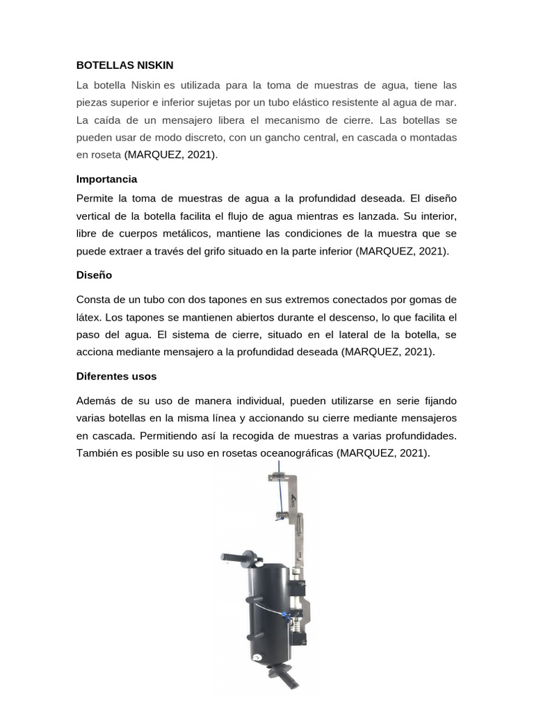 Botellas Niskin y su uso en oceanografía | PDF | Clorofila | Fluorescencia