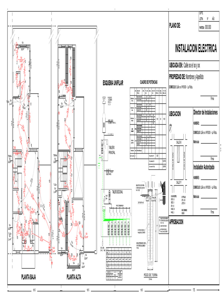DEI-6°2°-TP1-4-Ejemplo Plano Electrico Unifamiliar | PDF | Ingenieria Eléctrica | Energia electrica