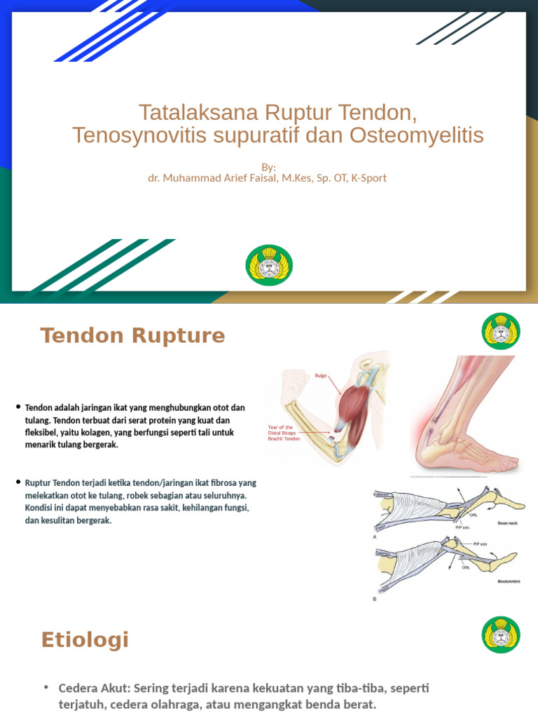 Tatalaksana Ruptur Tendon, Tenosynovitis Supuratif Dan Osteomyelitis | PDF