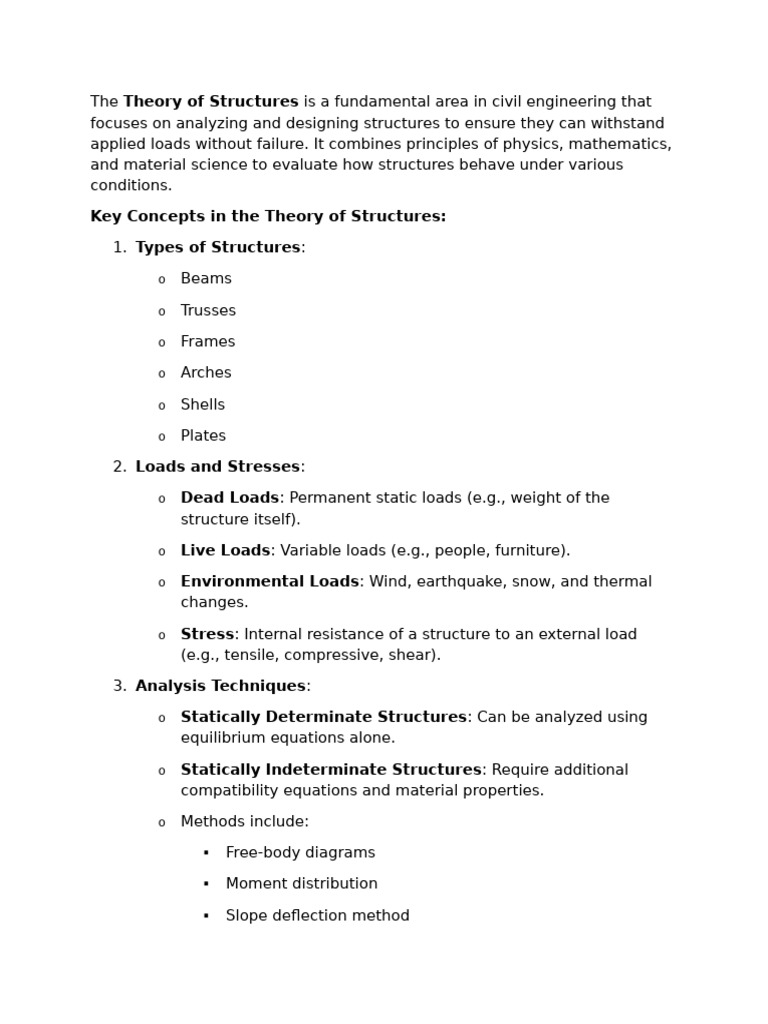 Theory of Structure | PDF | Deformation (Engineering) | Structural Load
