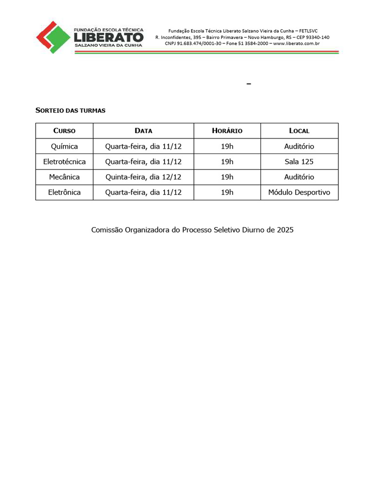 Sorteio Turmas PSD2025 1 | PDF