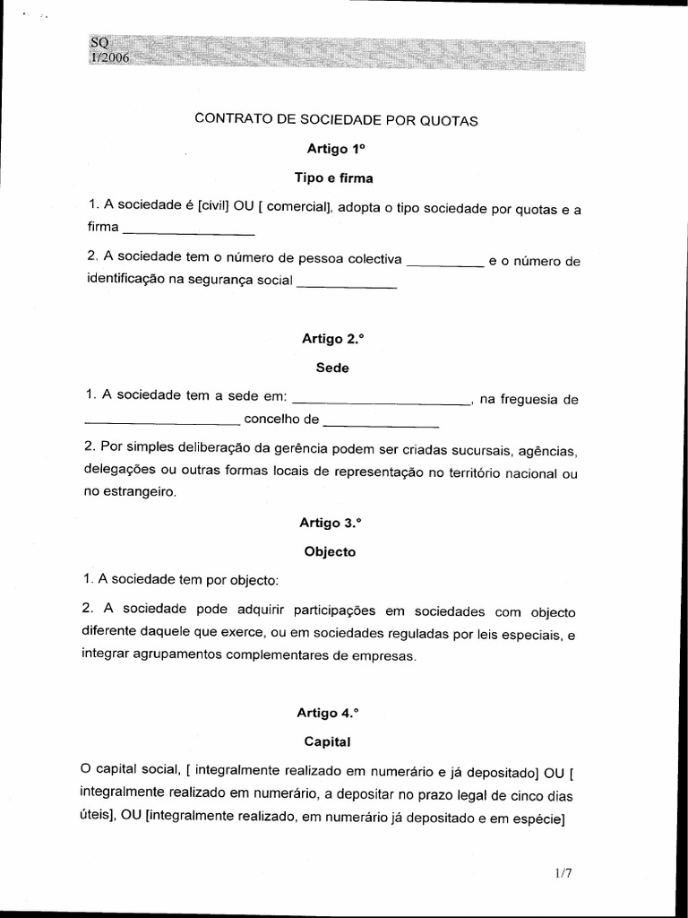 Contrato Sociedade Por Quotas | PDF