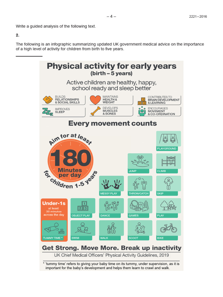 English A - Physical Activity For Early Years - Infographic | PDF