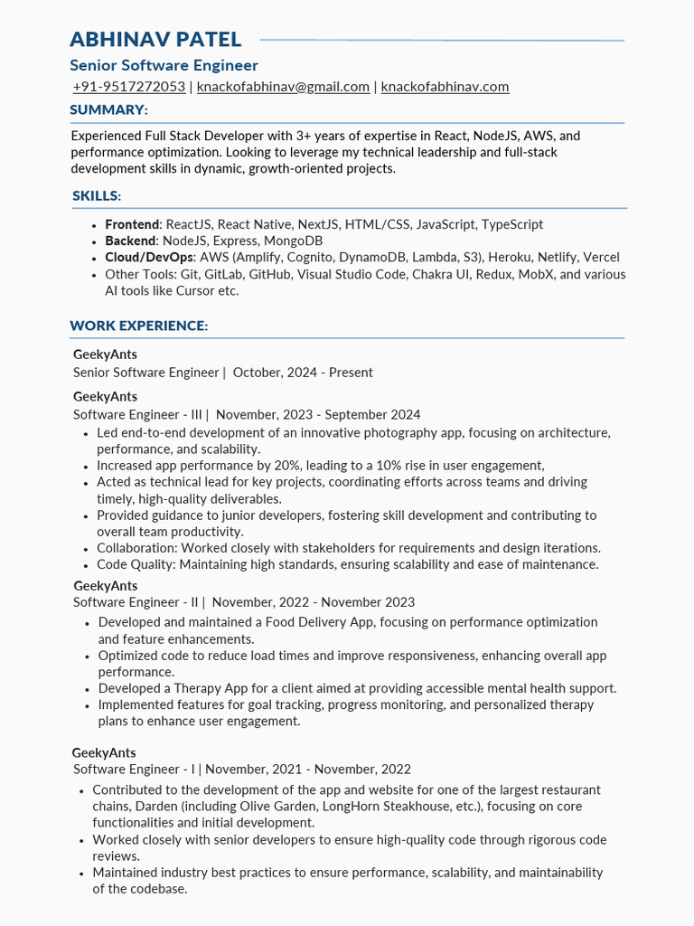 Abhinav Patel Resume | PDF