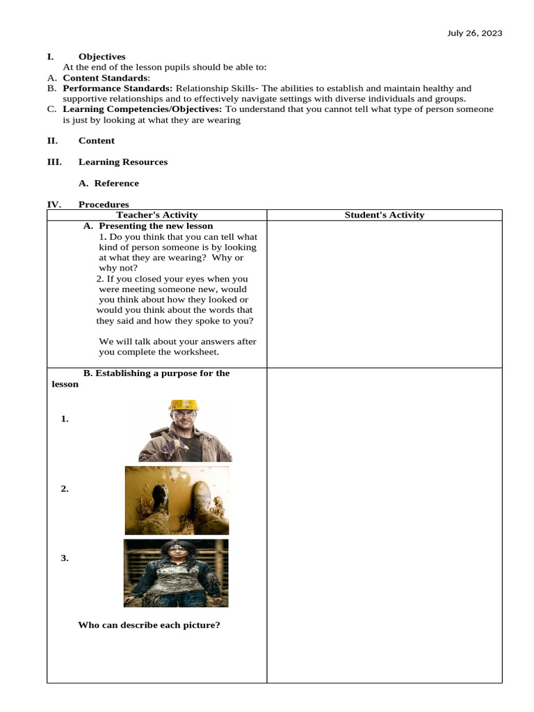 Character Education Lesson Plan | PDF