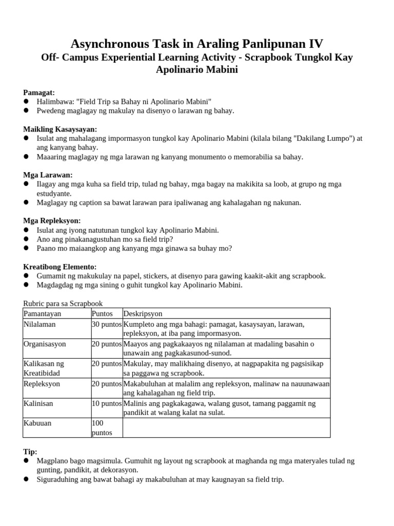 Grade4 q3 Ap 1st Asynchronous Task | PDF