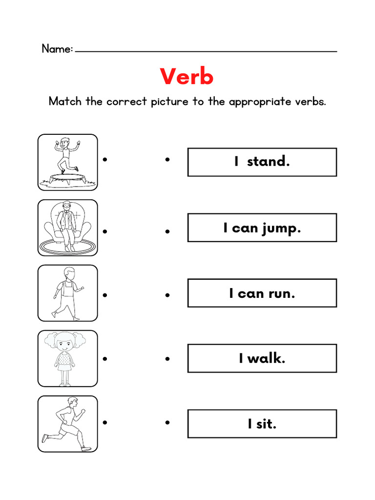 Verbs Matching English Worksheet | PDF