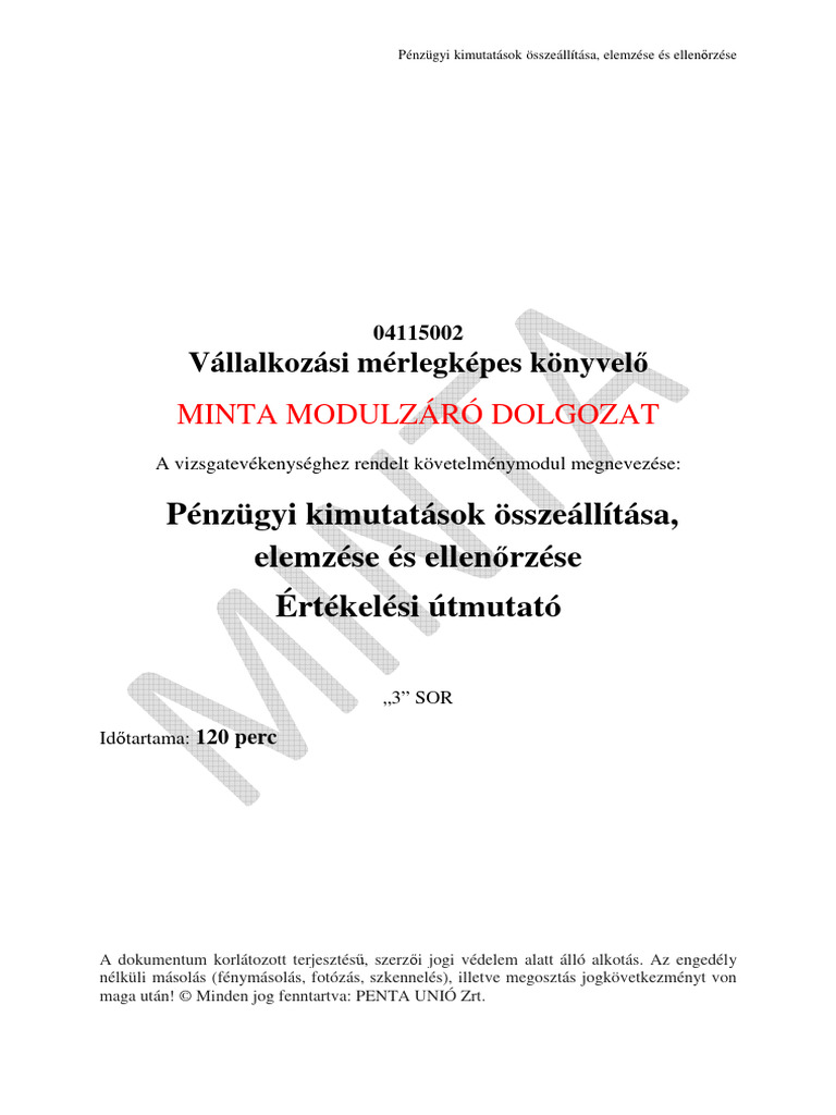 Minta Modulzáró Dolgozat 3 - Megoldás | PDF