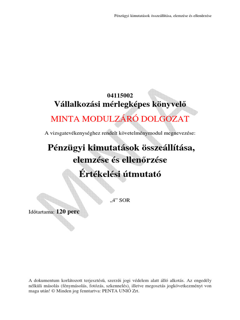 Minta Modulzáró Dolgozat 4 - Megoldás | PDF