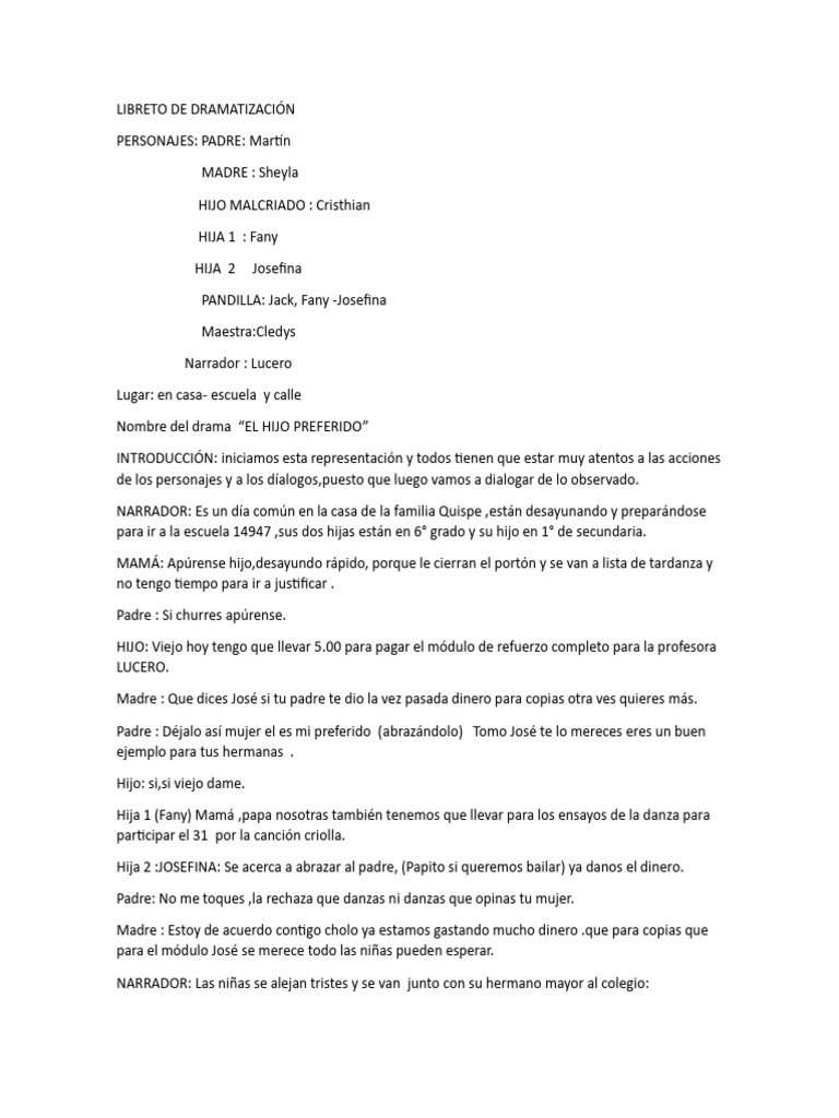 Libreto de Dramatización | PDF