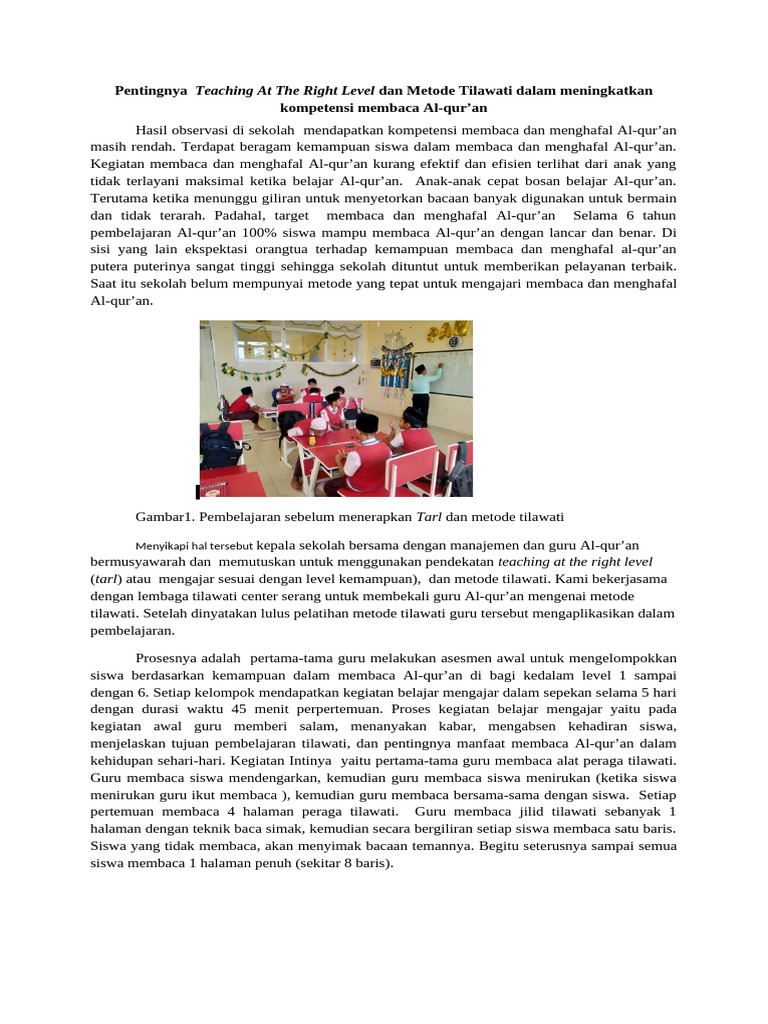 Pentingnya Teaching At The Right Level dan Metode Tilawati dalam ...
