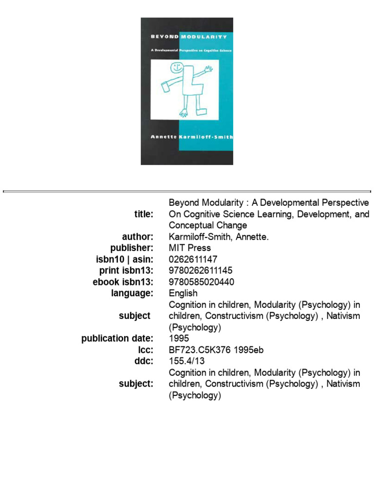 Annette Karmiloff Smith Beyond Modularity A Developmental Perspective ...