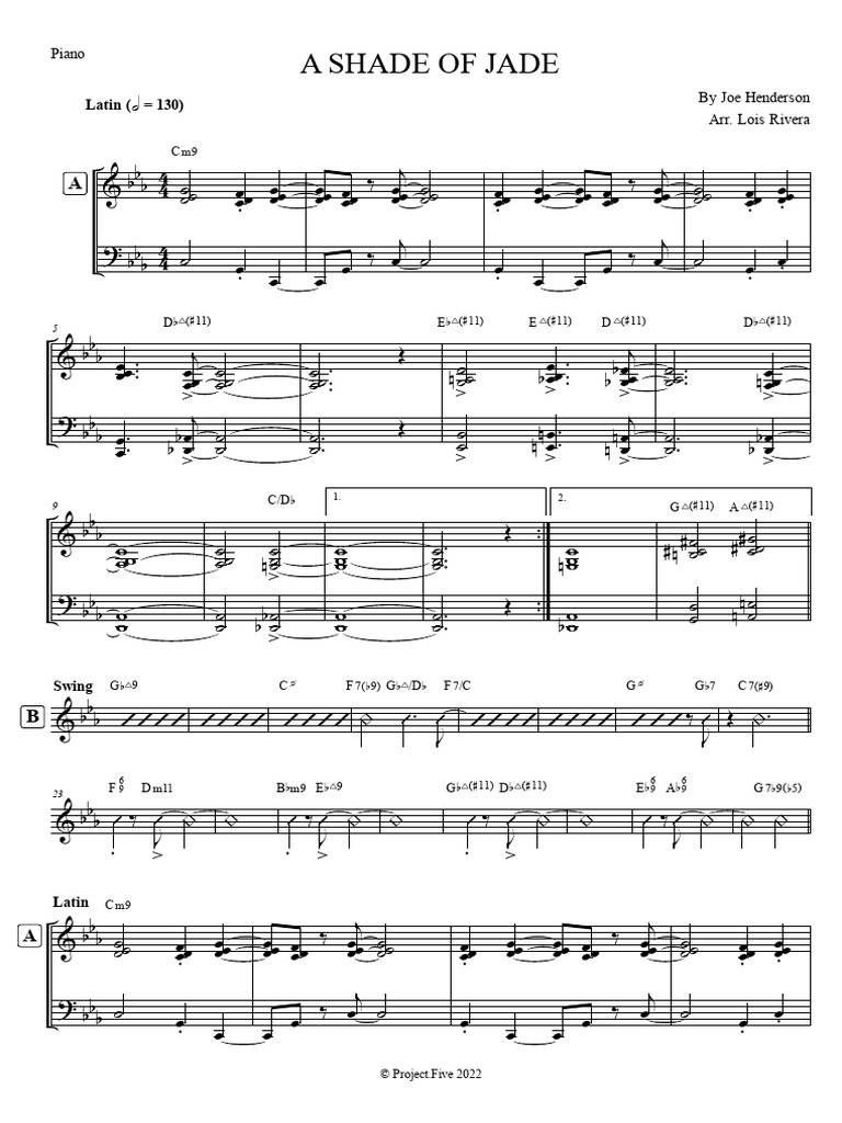 A SHADE OF JADE - Piano | PDF