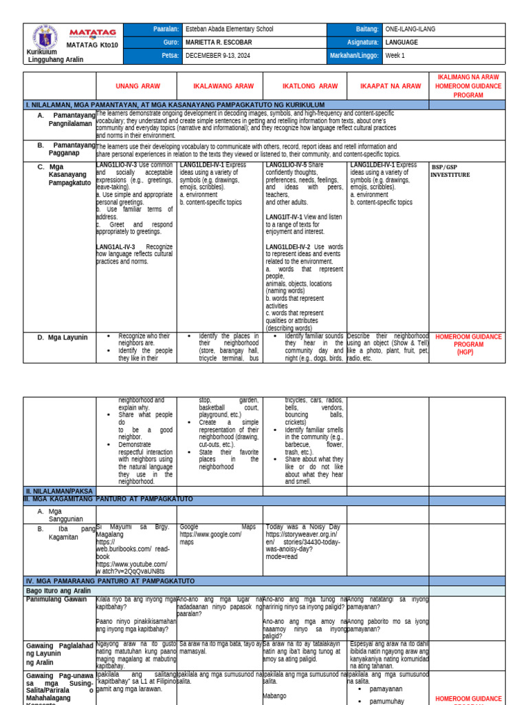 Week 1 Q3 Language | PDF