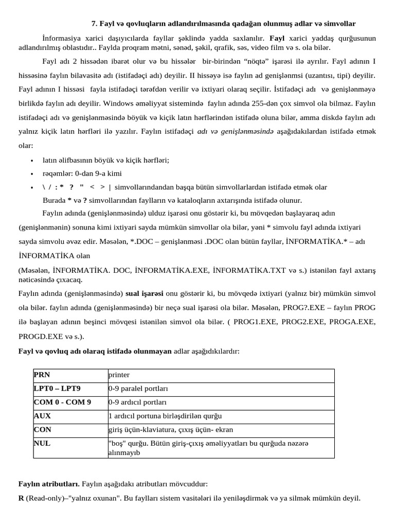 Fayl VƏ Qovluq Anlayışı. Fayl Sistemləri | PDF