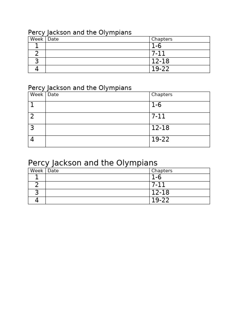 Percy Jackson Bookmarks (Chapters | PDF
