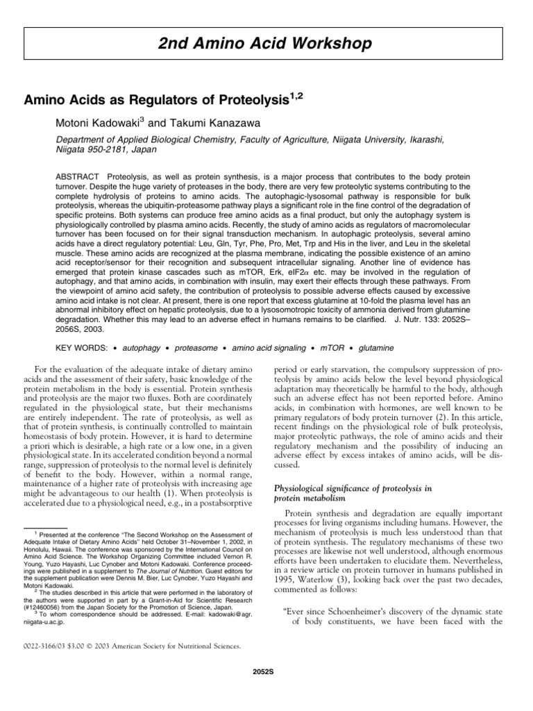 Amino Acids As Regulators of Proteolysis | PDF | Proteolysis | Autophagy