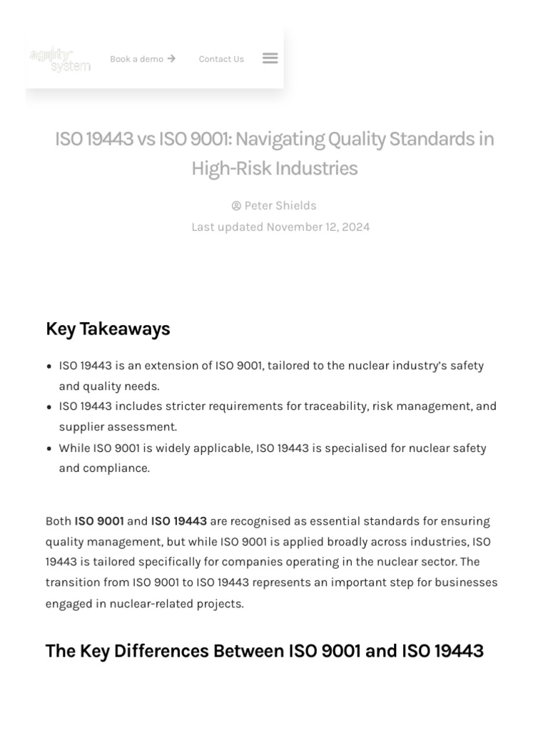 ISO 19443: A Nuclear Industry Standard | PDF | Iso 9000 | Supply Chain