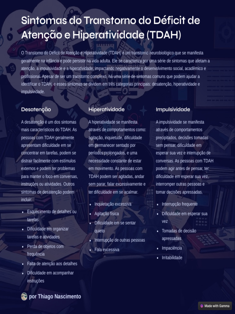 Sintomas do TDAH: Desatenção, Hiperatividade e Impulsividade | PDF ...