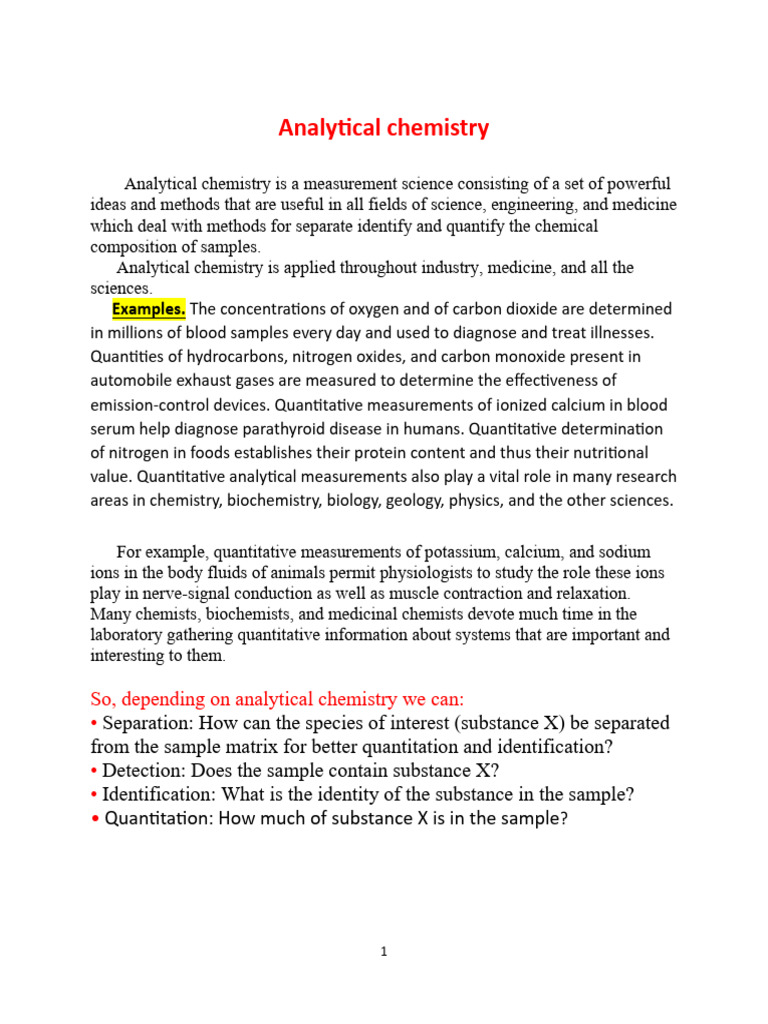 Overview of Analytical Chemistry Methods | PDF | Analytical Chemistry ...