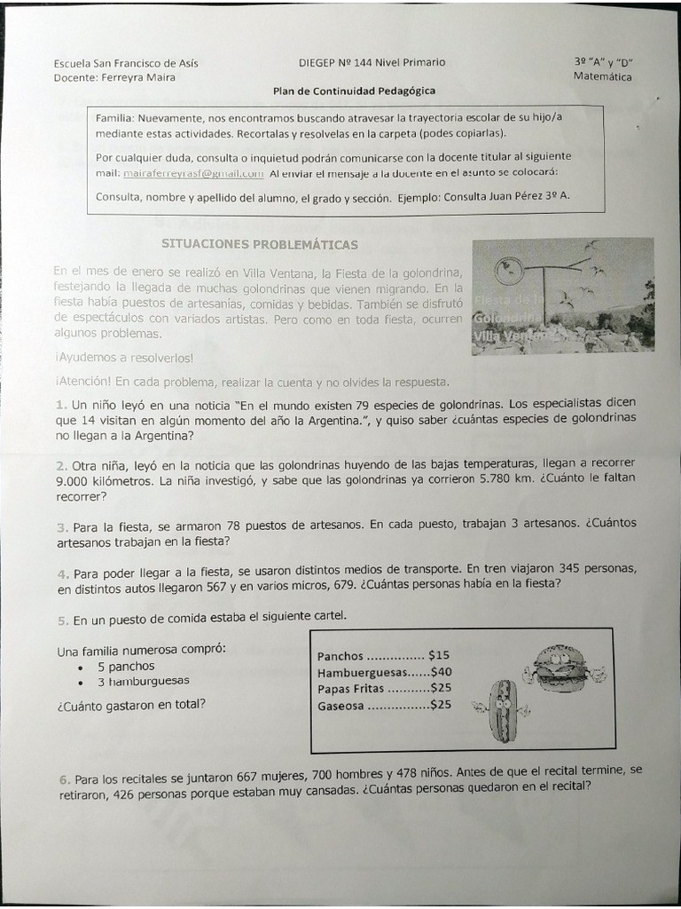 Matemática, 3A, Pascal Marfil, Situaciones | PDF