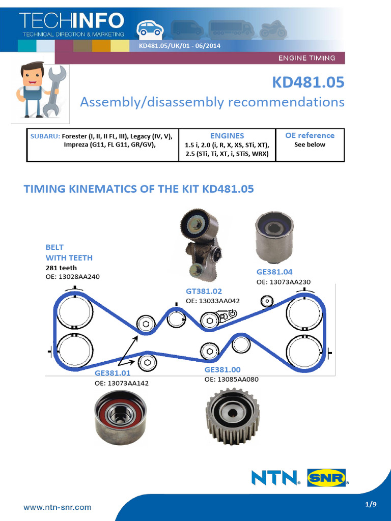 Subaru Timing Belt Installation Guide | PDF | Belt (Mechanical) | Screw