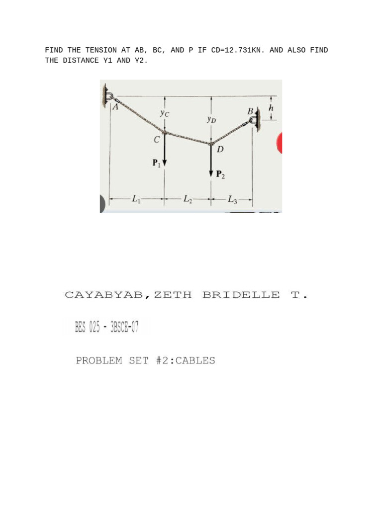 Cables Statics Problems | PDF