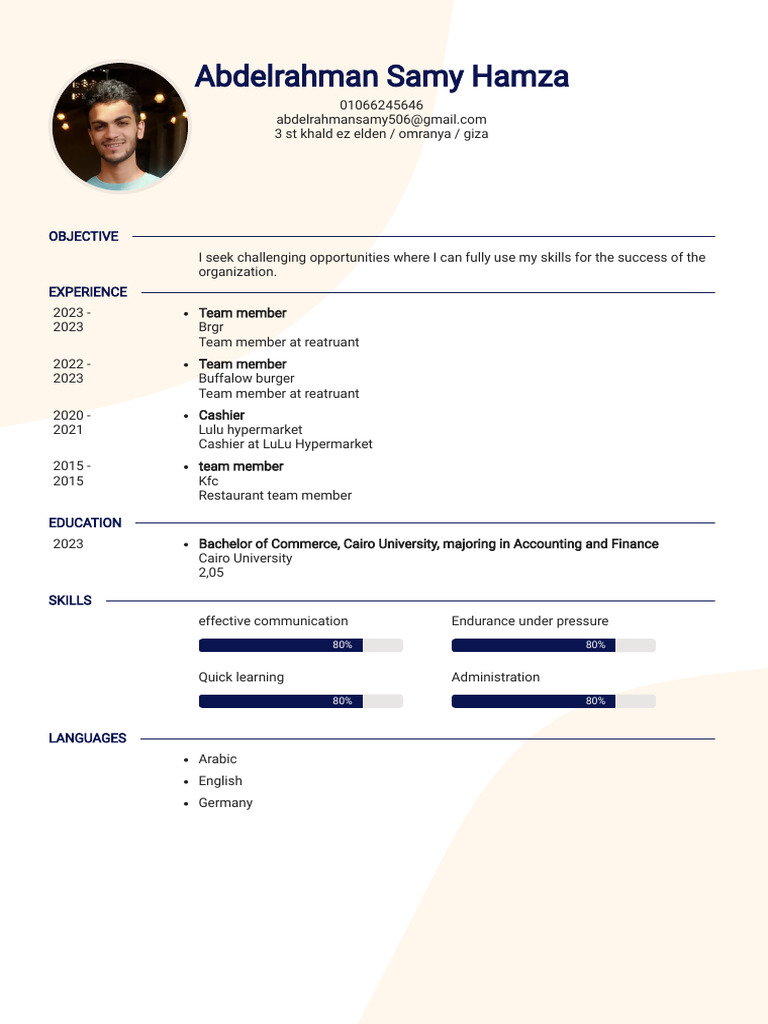 Abdelrahman Samy Hamza's Resume | PDF