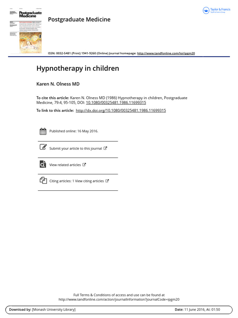 Hypnothetlrapy in Children | PDF | Hypnosis | Hypnotherapy