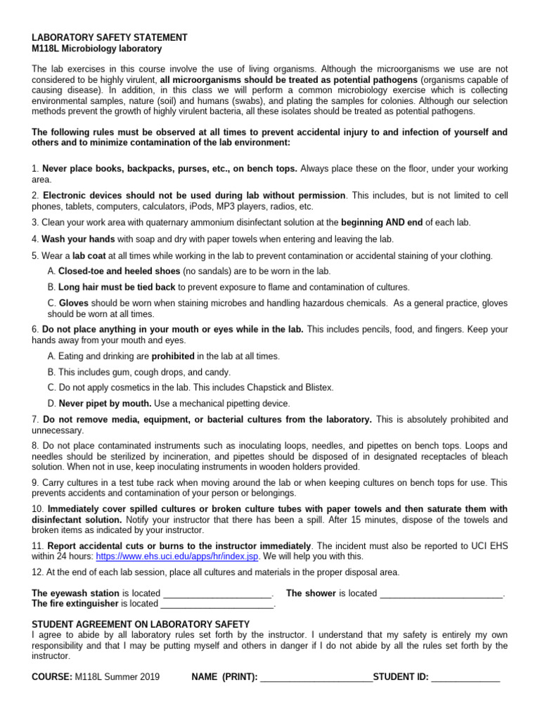 Microbiology Lab Safety Guidelines | PDF | Microorganism | Microbiology
