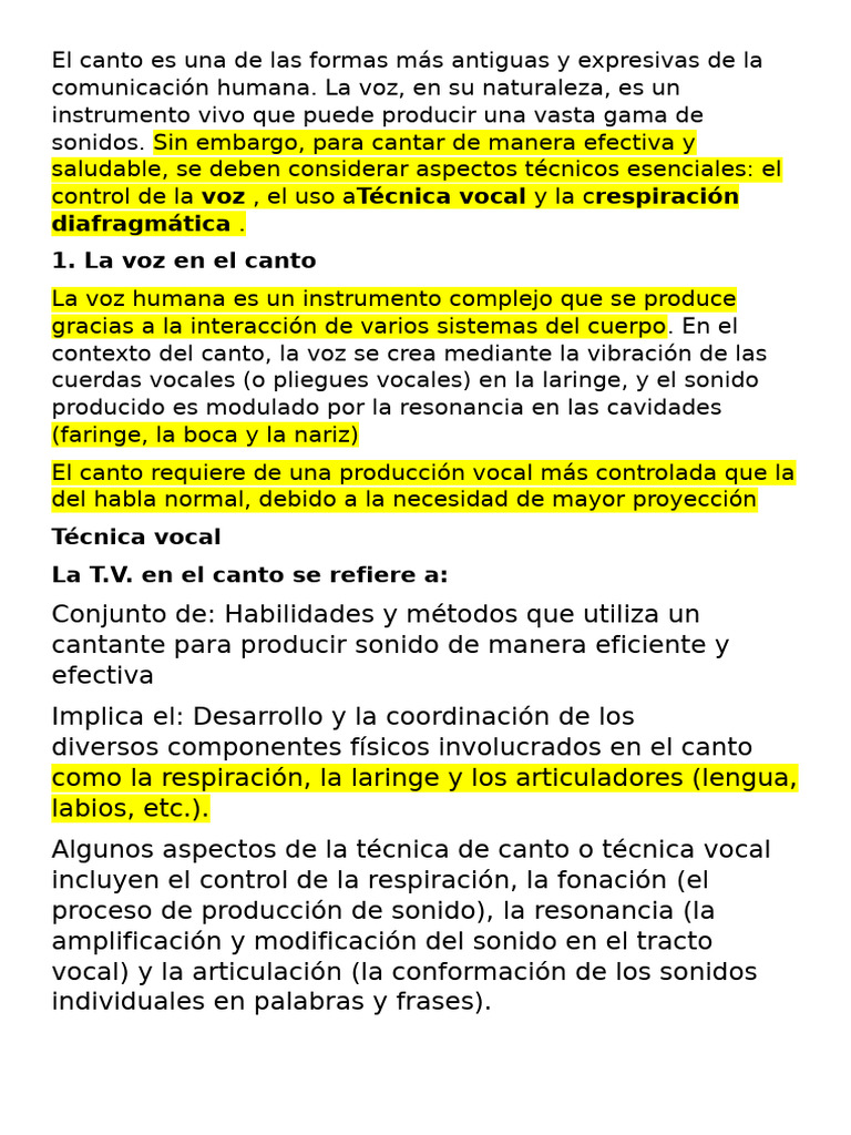 El Arte de Cantar Word | PDF | Canto | Respiración