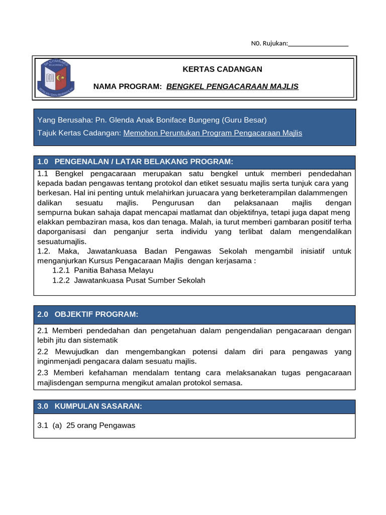 Kertas Cadangan Bengkel Pengacaraan Majlis | PDF