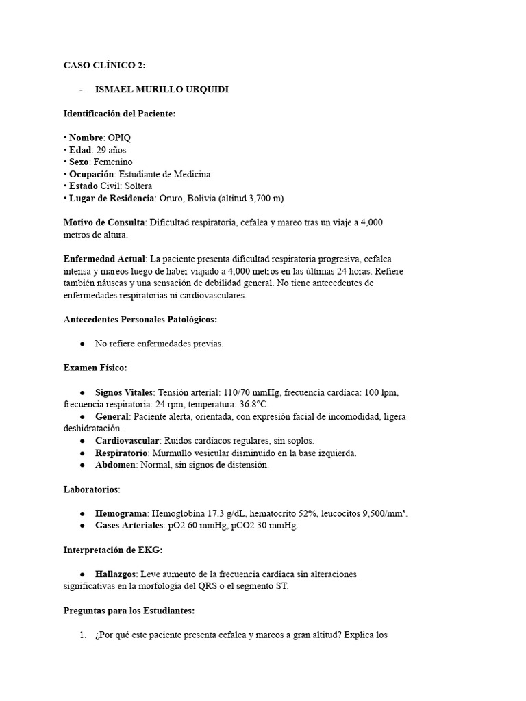 CASO CLÍNICO 2 Ismael Murillo | PDF | Corazón | Sangre