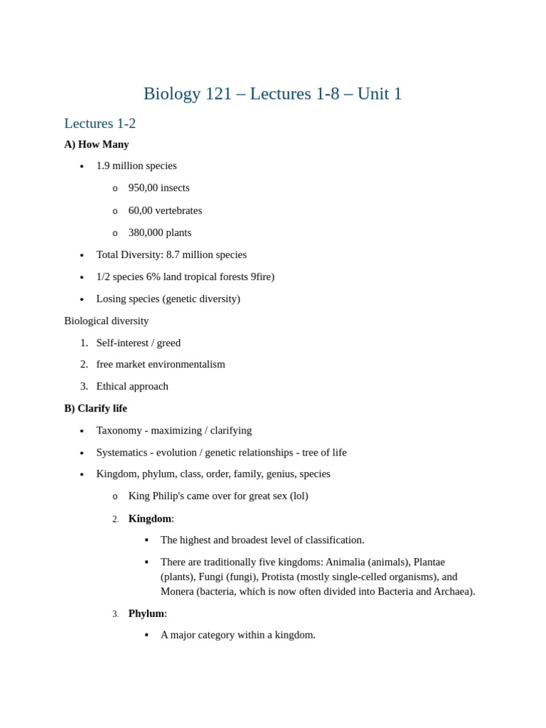 Purdue biol 121 Notes | PDF | Dominance (Genetics) | Meiosis