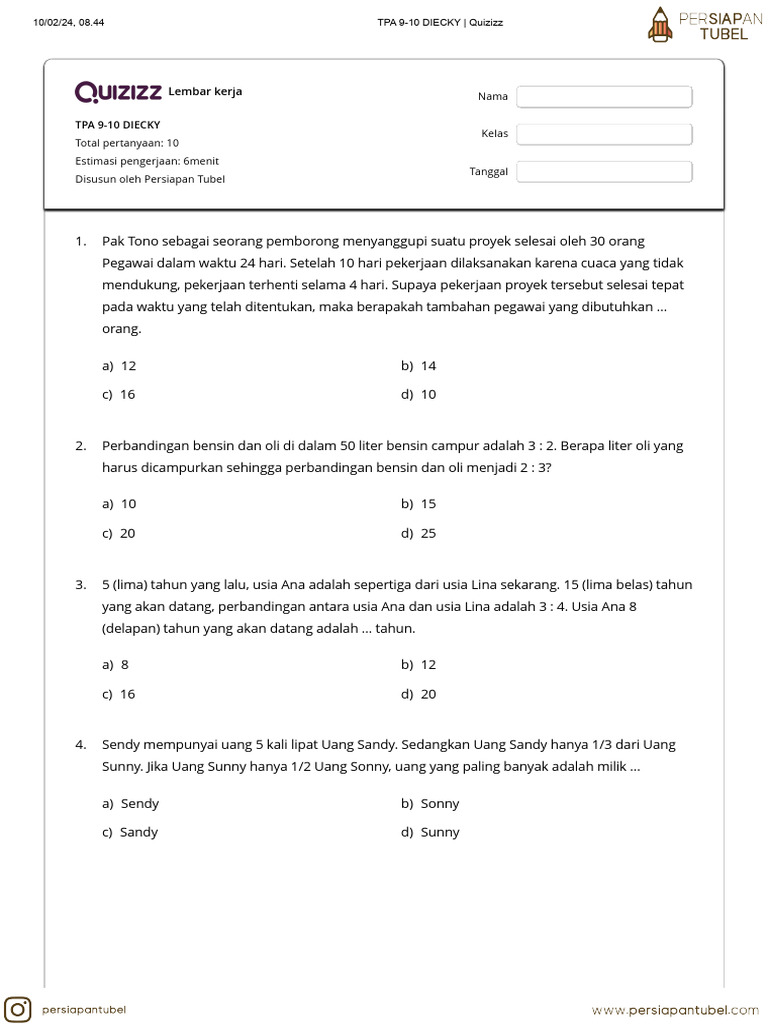9. Tpa 9-10 Diecky _ Quizizz | PDF