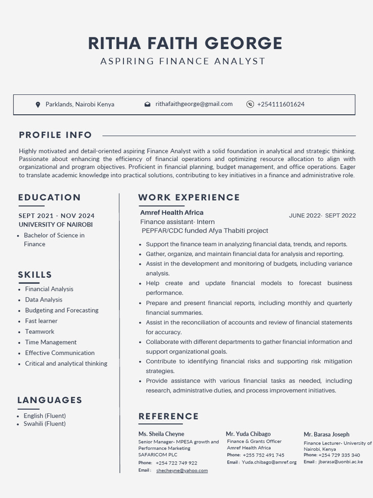 Ritha Faith CV | PDF | Business