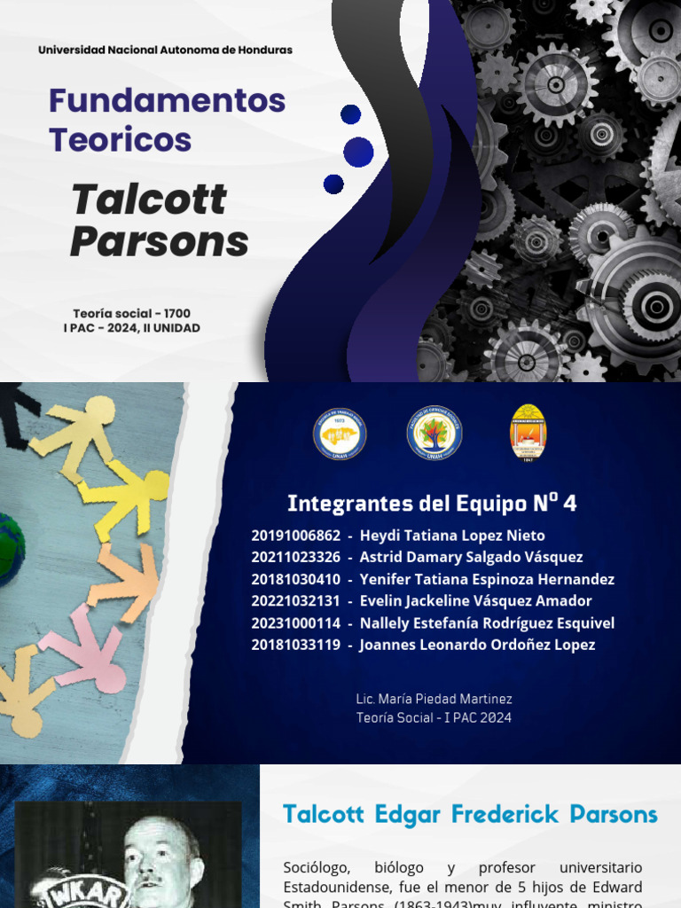 Presentación III - Talcott Parsons | PDF | Sociedad | Sociología