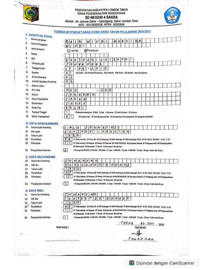 Formulir Pendaftaran Ppdb 2024 2025 | PDF