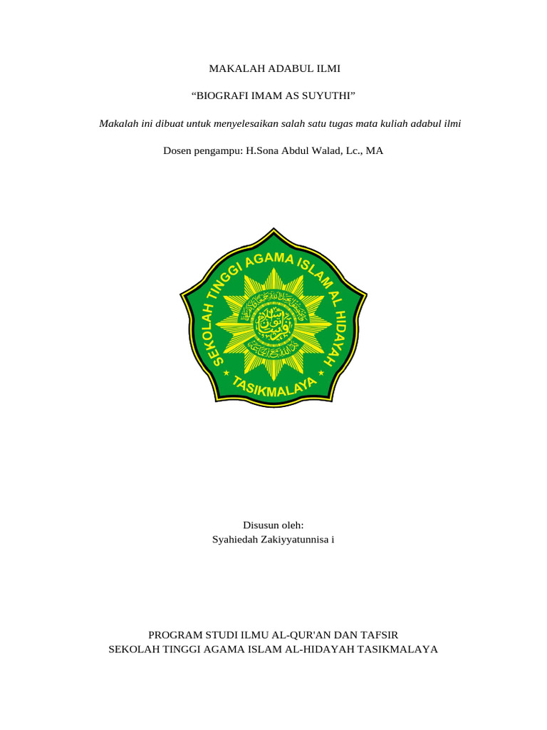 BIOGRAFI IMAM AS SUYUTHI | PDF